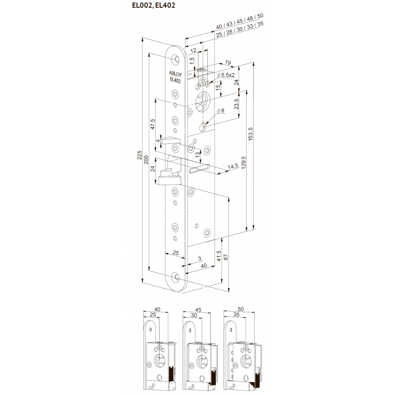 EL402 ABLOY электромеханический замок для узкопрофильных дверей ...