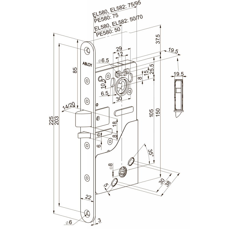 EL582 ABLOY электромеханический соленоидный замок с управлением от ...