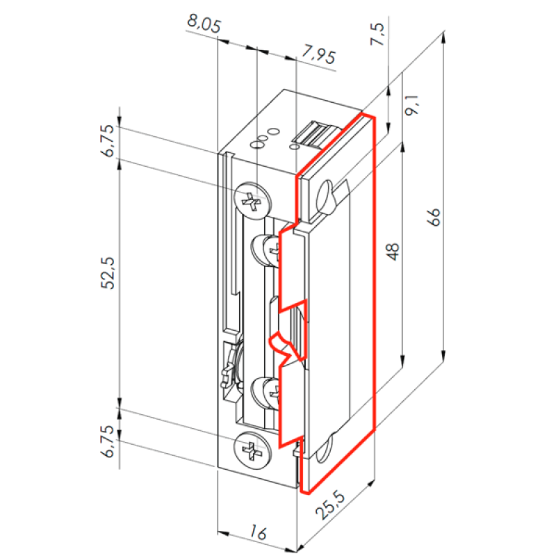 Basic-XS Easy Adapt электрозащелка с регулируемым радиусным язычком 12 ...