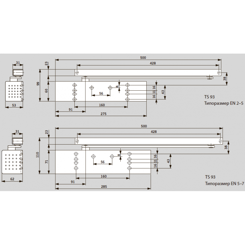 TS93 B/G dormakaba дверной доводчик по технологии Cam action для дверей ...